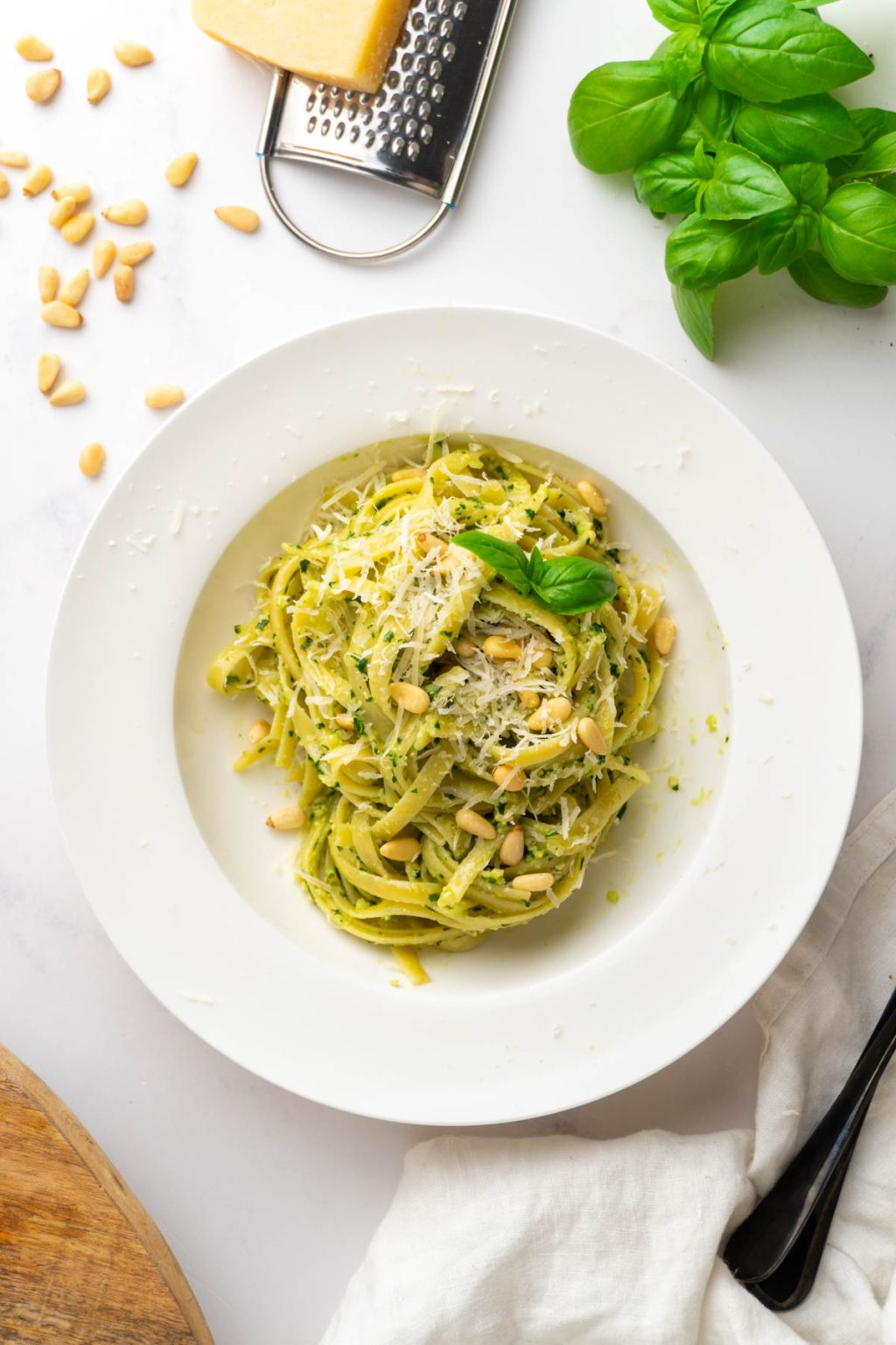 Pasta al Pesto (Linguine with Basil Pesto) - From My Pantry